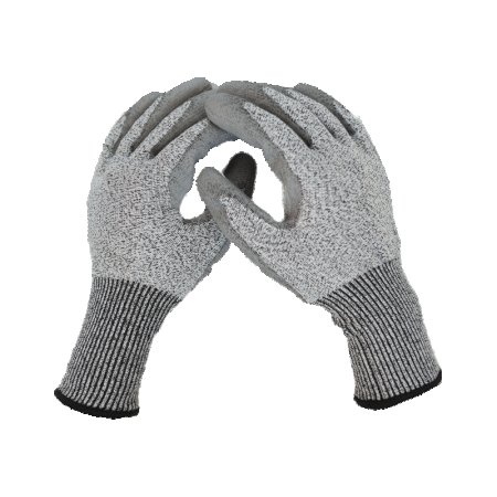 En388 CE hppe with pu coating palm cut resistant work gloves